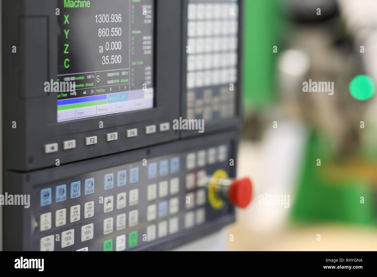CNC control panel of lathe machine. Selective focus Stock Photo - Alamy