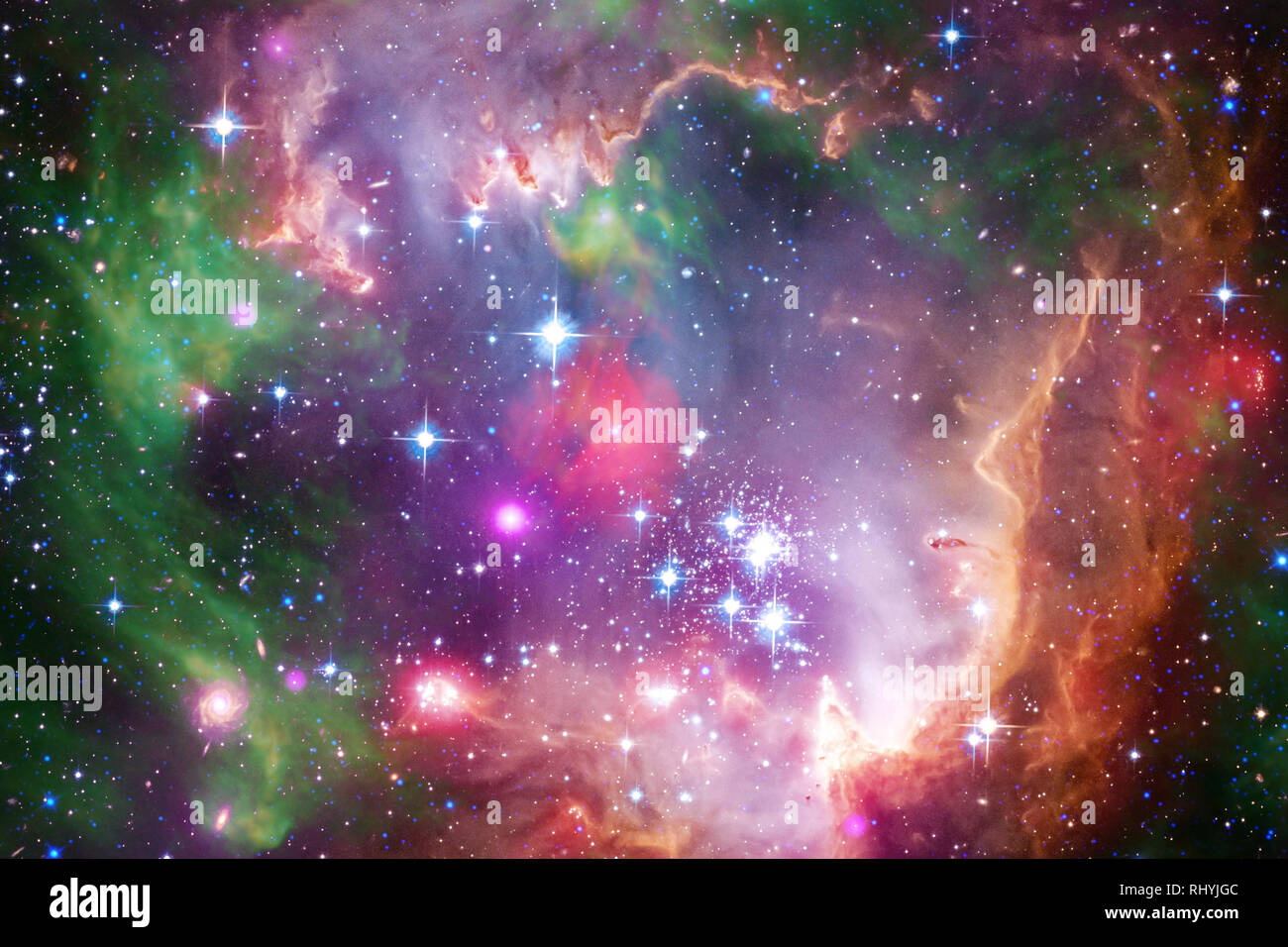 Nebulae and stars in outer space, glowing mysterious universe. Elements ...