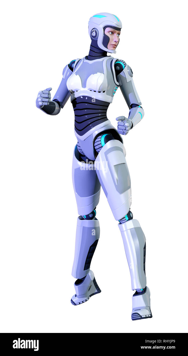 3D rendering of a female robot isolated on white background Stock Photo ...