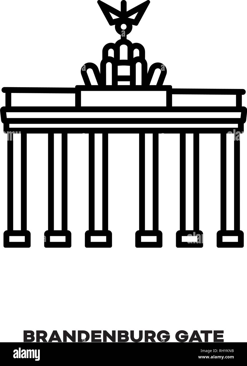 Brandenburg Gate at Berlin, Germany, vector line icon. International ...