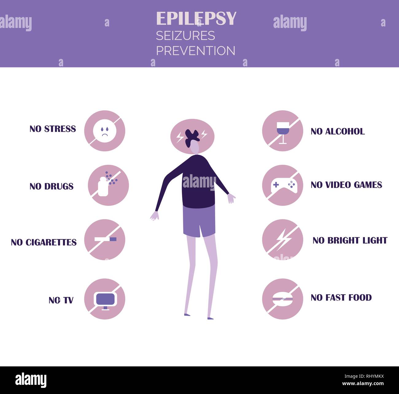 epilepsy seizures prevention. Conceptual vector illustration. Human ...