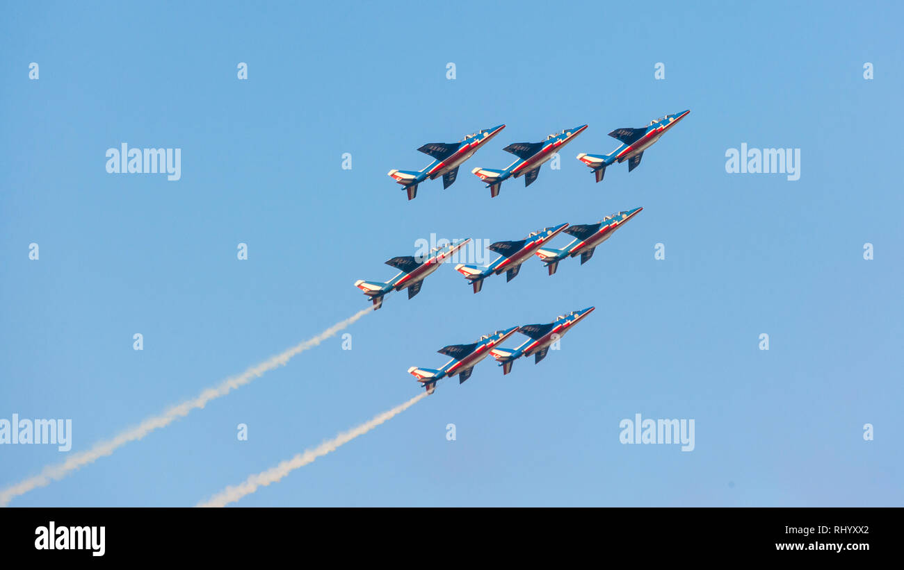 DUBAI, UAE - NOVEMBER 11, 2007: The oldest aerobatic demonstration team ...