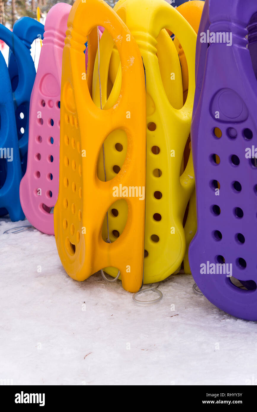 Blue plastic sled hi-res stock photography and images - Alamy