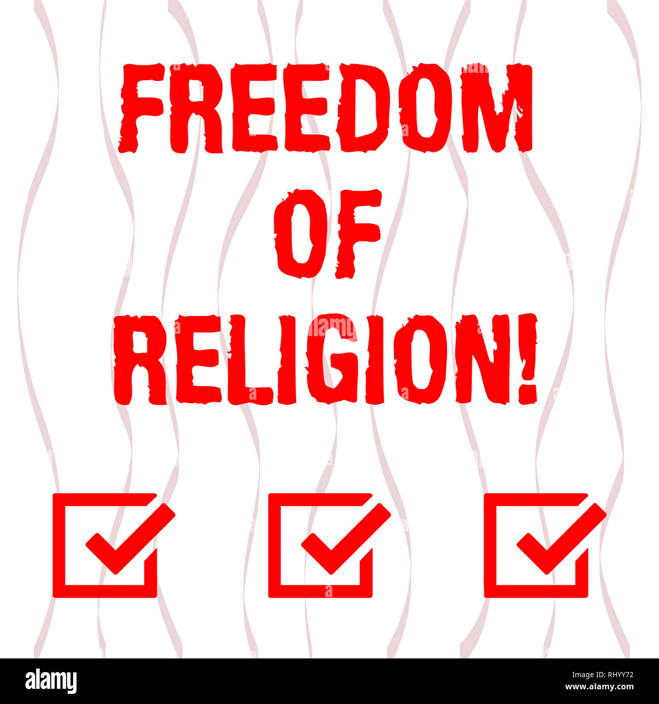 Handwriting text Freedom Of Religion. Concept meaning right to practise ...