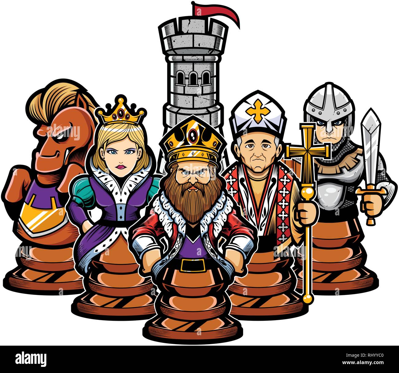 Tower chess piece cartoon illustration hi-res stock photography and ...