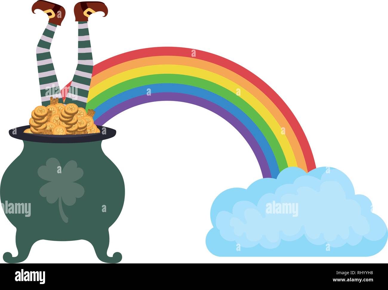 rainbow with leprechaun cauldron isolated icon Stock Vector Image & Art ...
