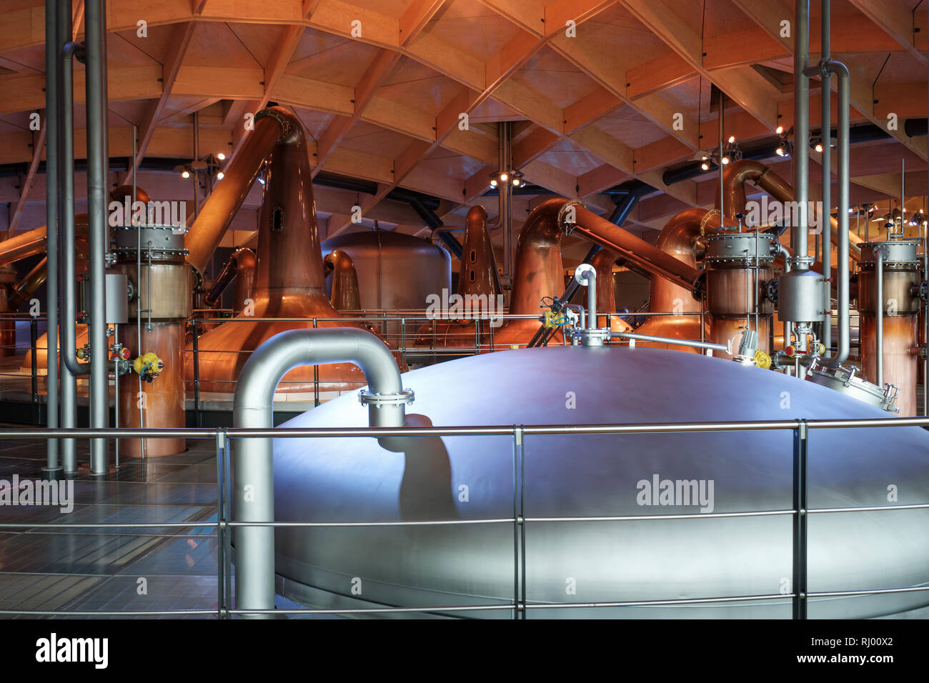 The interior of the new Macallan whisky distillery, mash tuns, pot ...