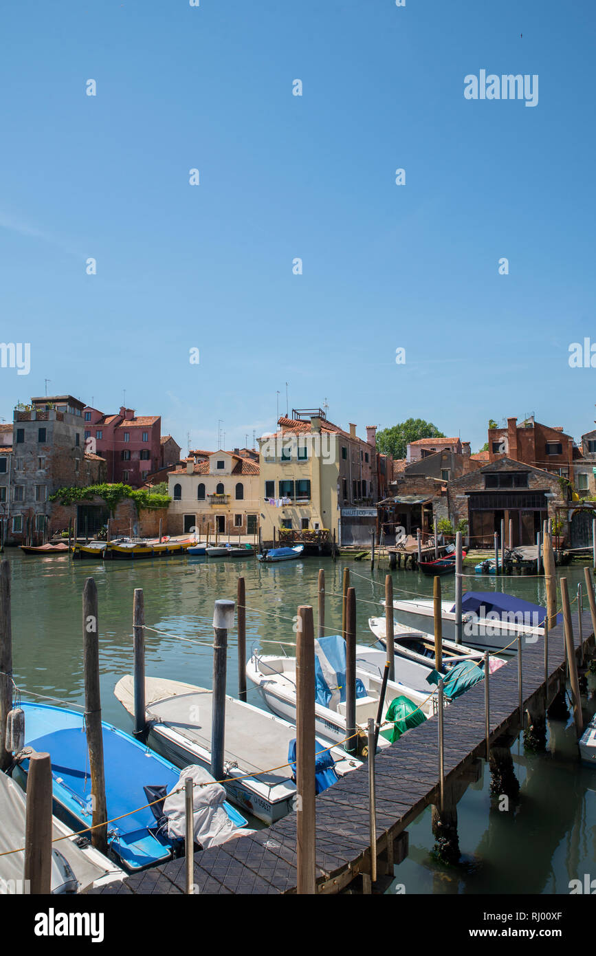 Rio del Giardini canal in the Castello District, Venice, Italy Stock ...