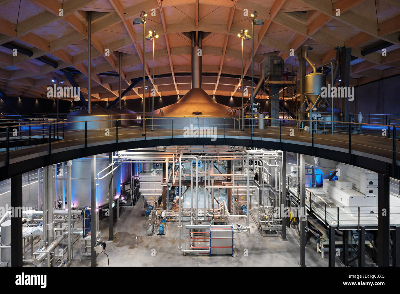 The interior of the new Macallan whisky distillery, mash tuns, pot ...