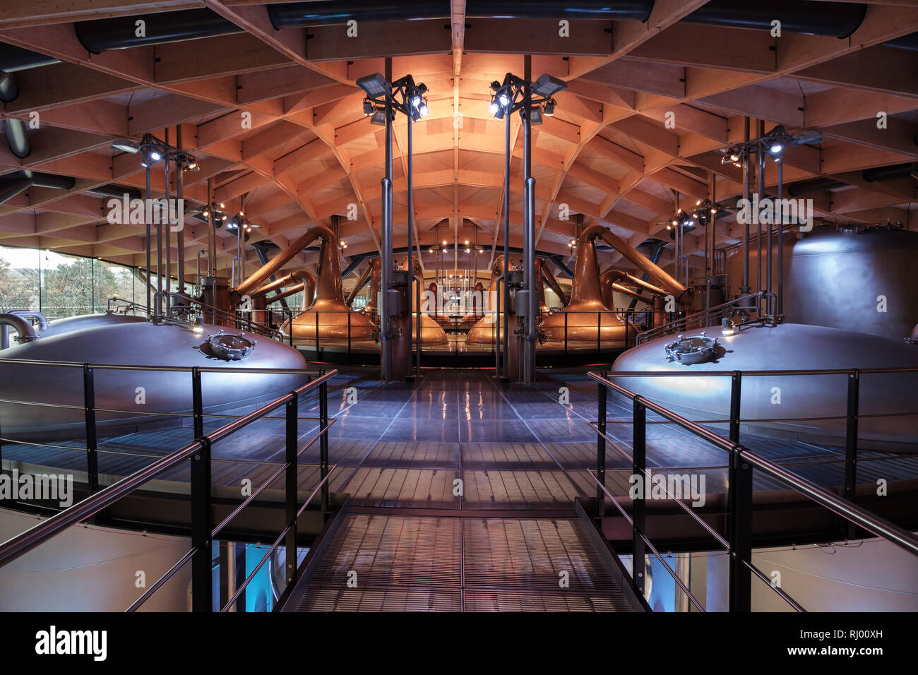 The interior of the new Macallan whisky distillery, mash tuns, pot ...