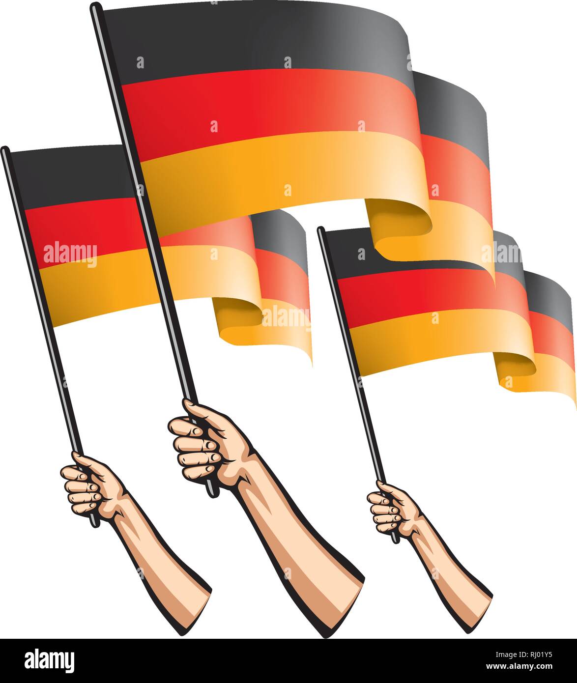 Germany flag and hand on white background. Vector illustration Stock ...