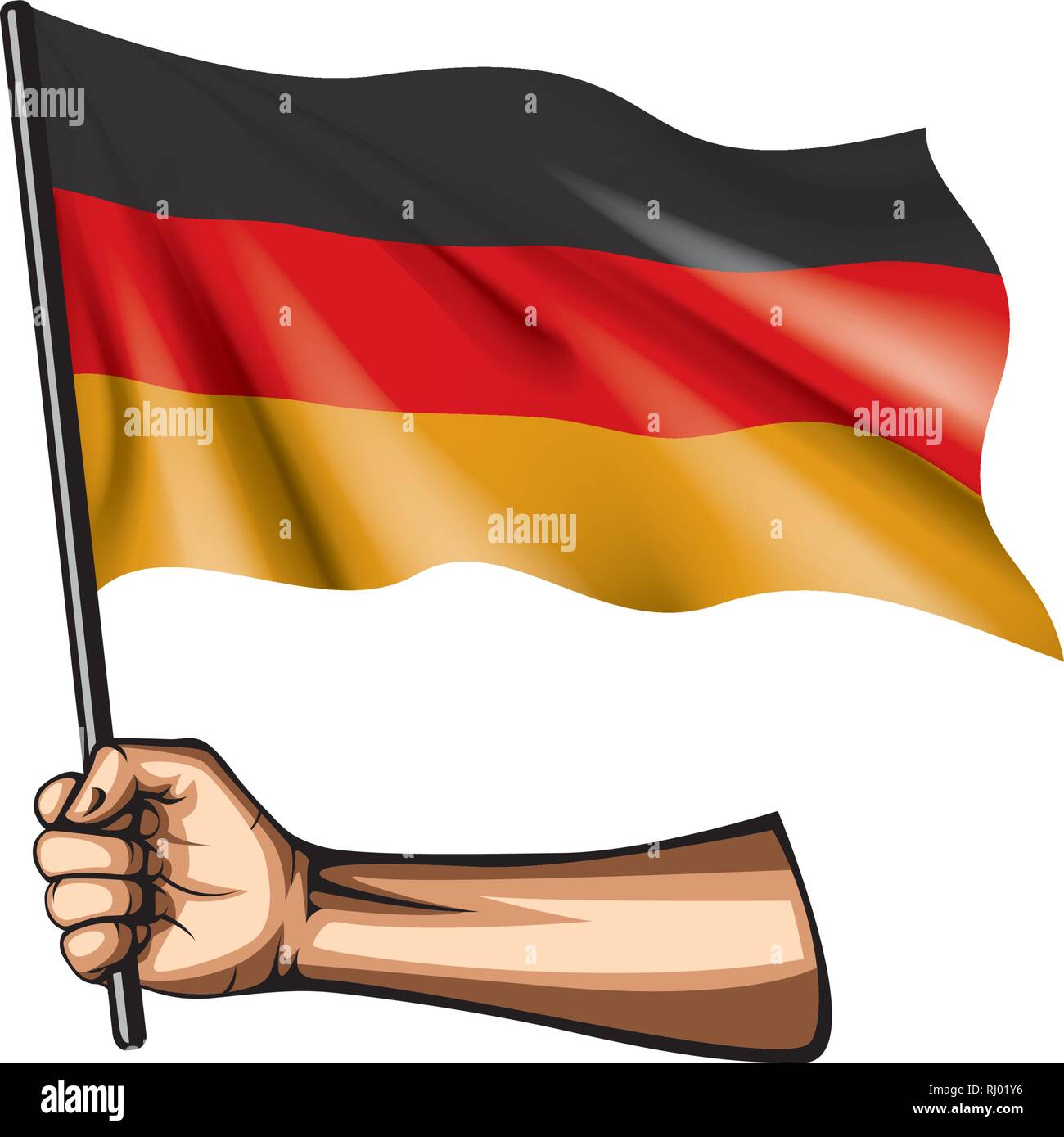 Germany flag and hand on white background. Vector illustration Stock ...