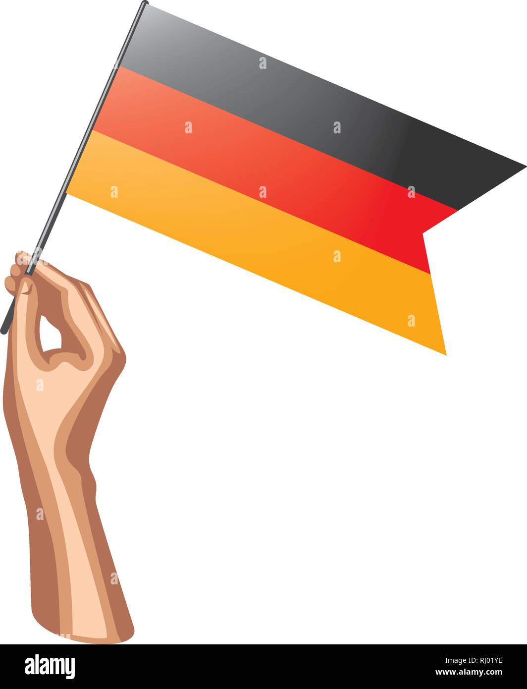 Germany flag and hand on white background. Vector illustration Stock ...