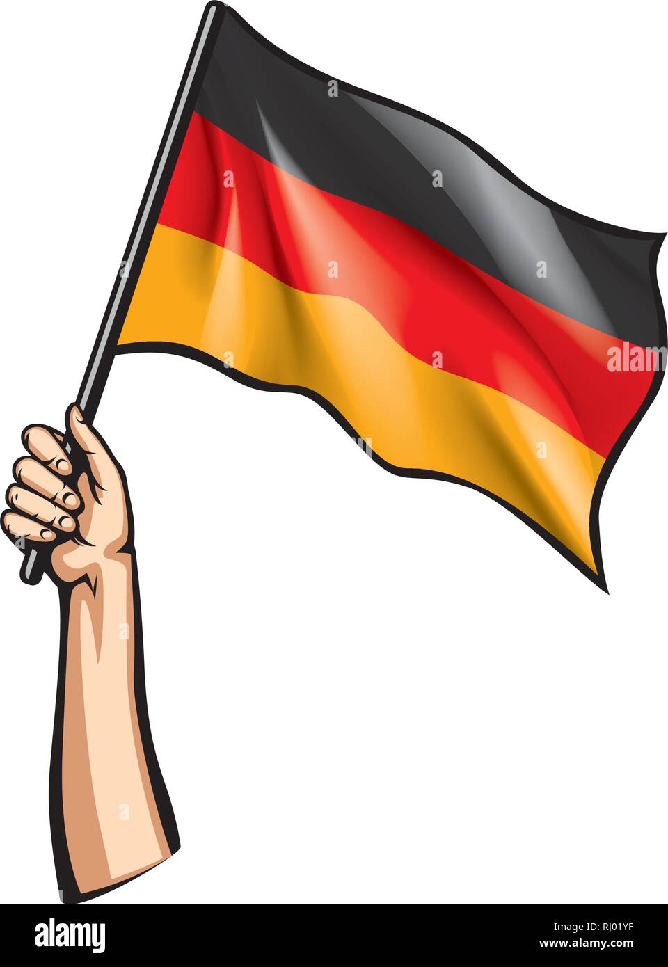 Germany flag and hand on white background. Vector illustration Stock ...