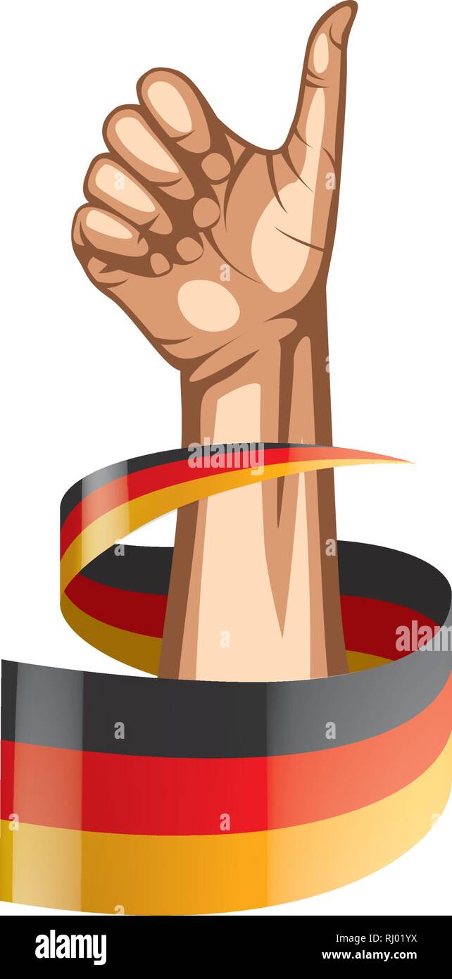 Germany flag and hand on white background. Vector illustration Stock ...