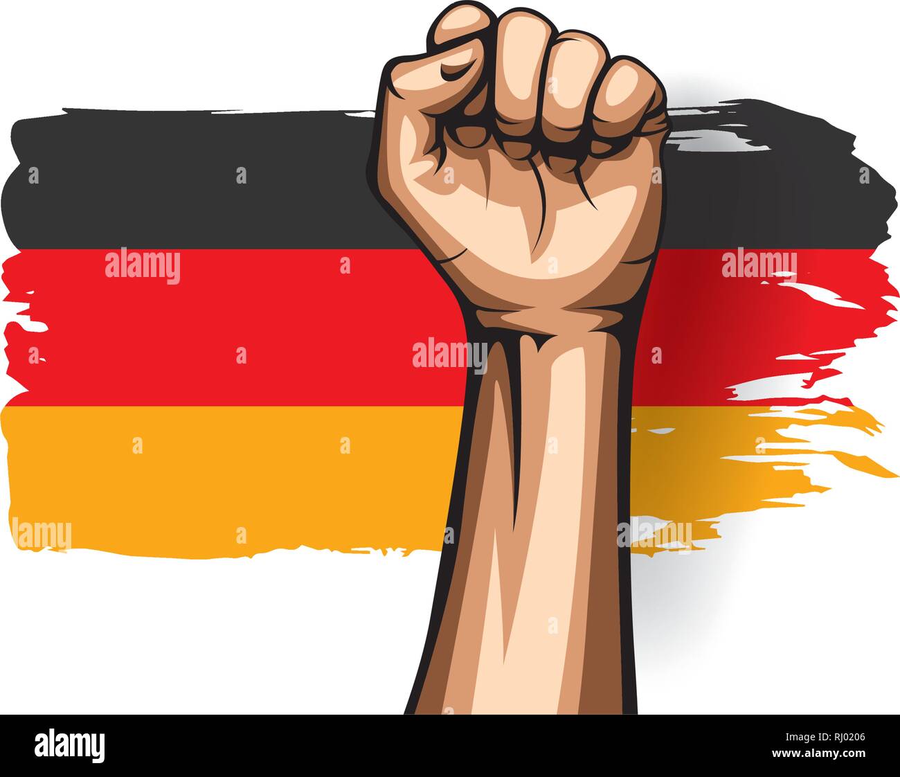 Germany flag and hand on white background. Vector illustration Stock ...