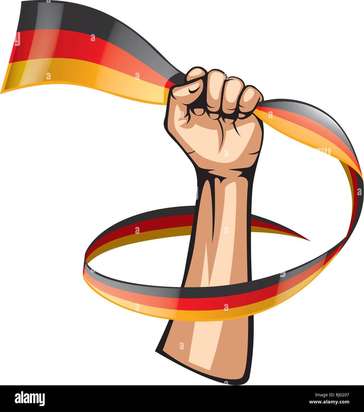 Germany flag and hand on white background. Vector illustration Stock ...