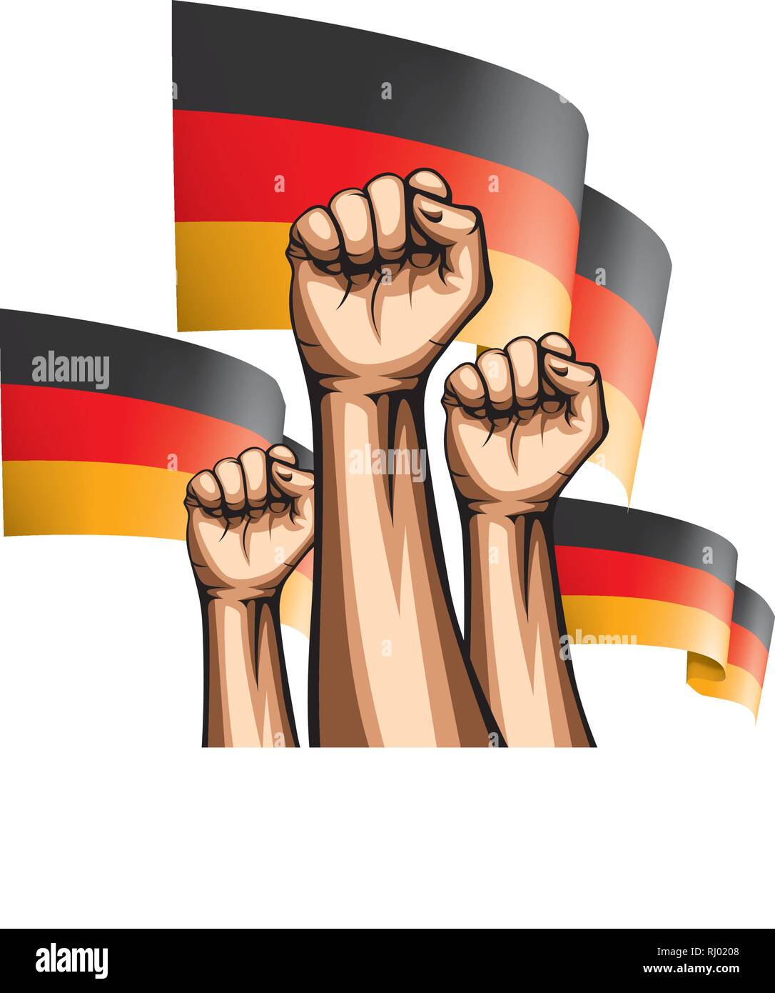 Germany flag and hand on white background. Vector illustration Stock ...