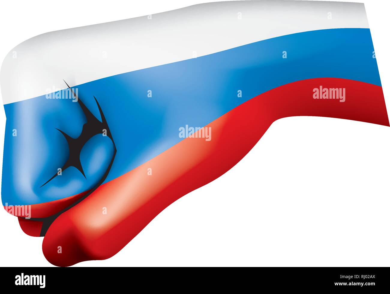 Russia flag and hand on white background. Vector illustration Stock ...