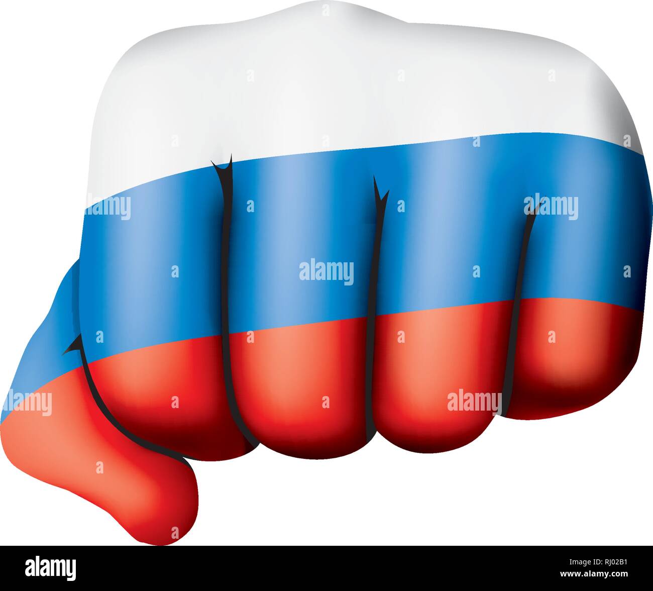Russia flag and hand on white background. Vector illustration Stock ...