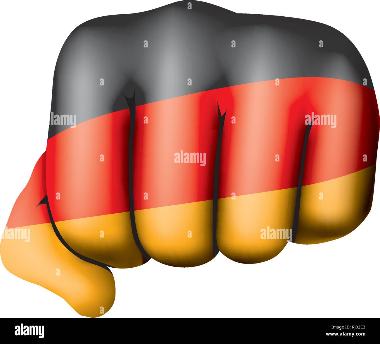 Germany flag and hand on white background. Vector illustration Stock ...