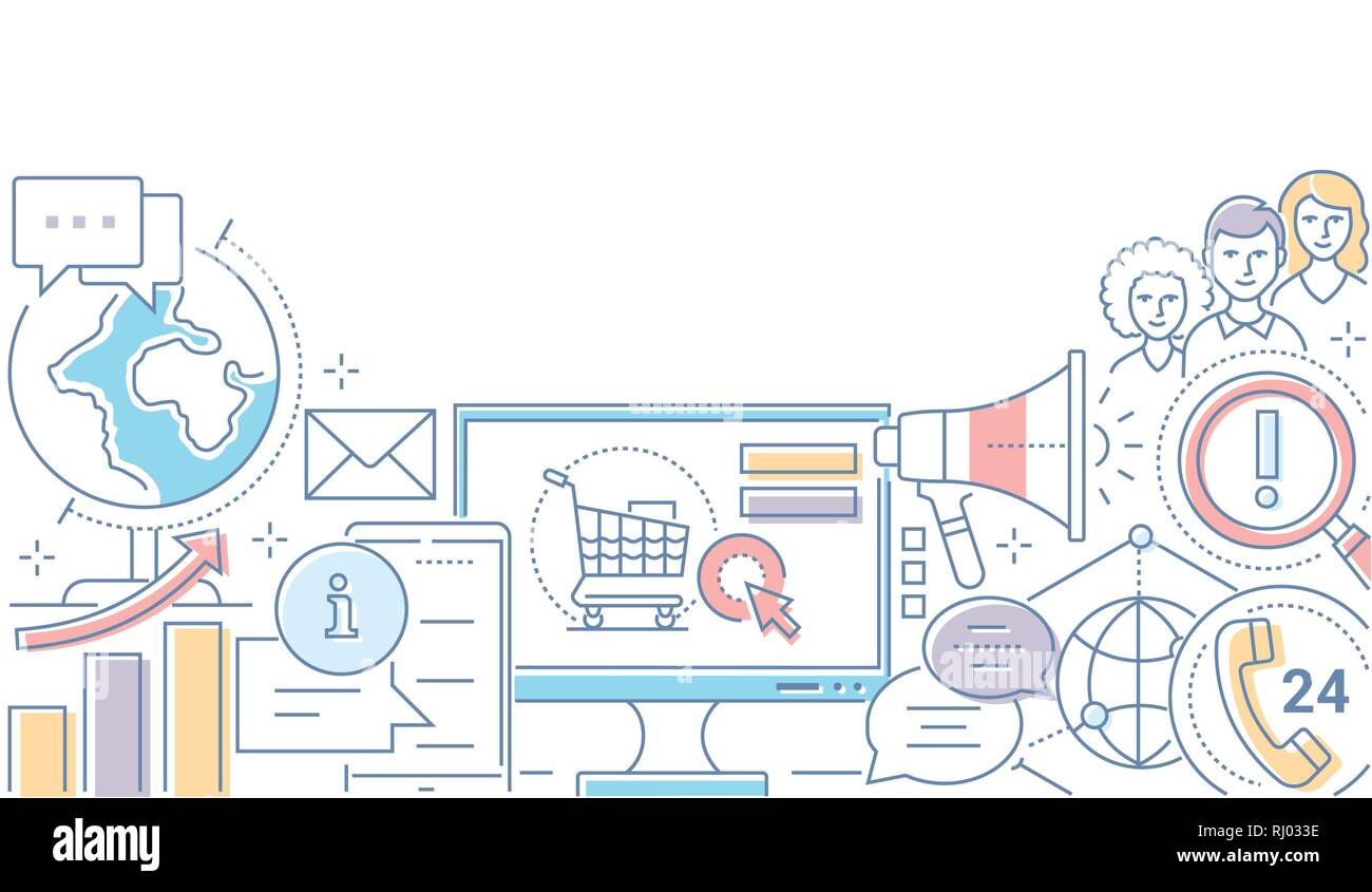 Chat marketing vector line Stock Vector Images - Alamy