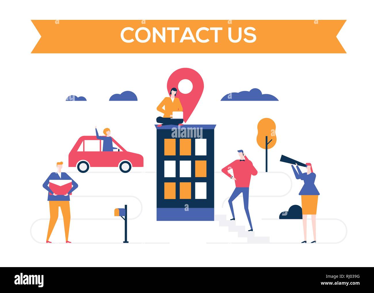 Contact us - flat design style colorful illustration Stock Vector Image ...