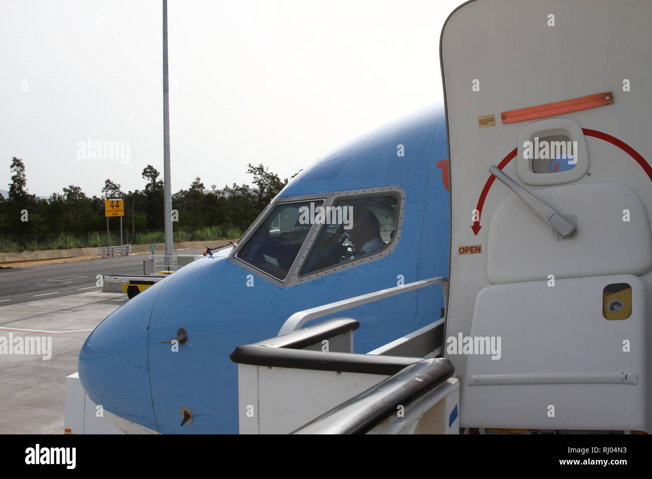 Pilot pre flight. Jet airliner. Passenger jet. Pre flight checks ...