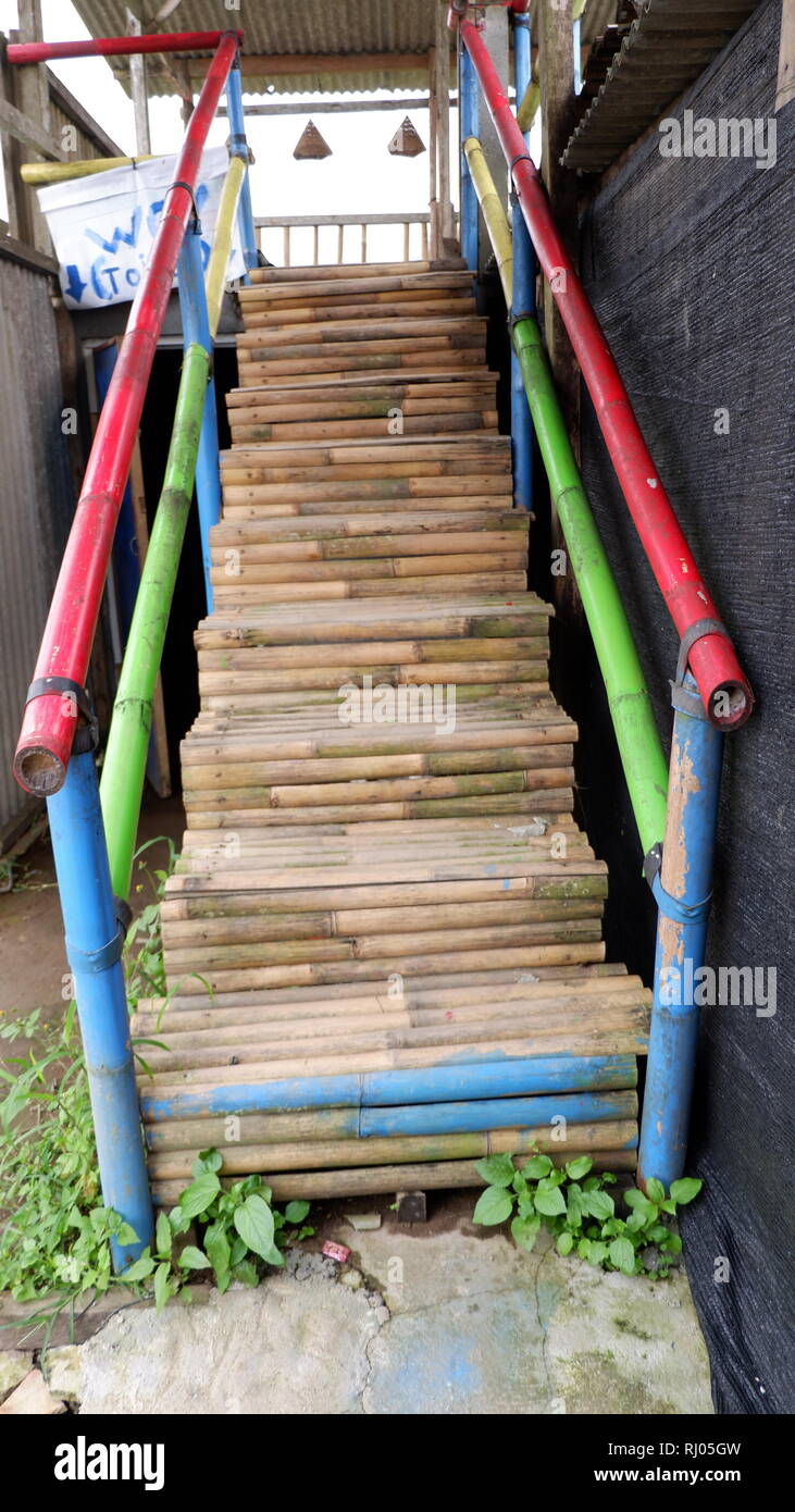 bamboo steps in the garden Stock Photo - Alamy