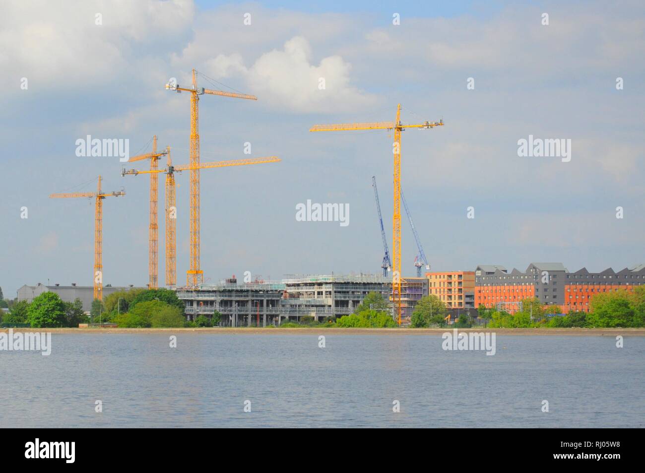 Building site in Walthamstow from Walthamstow Marshes, London, UK Stock ...