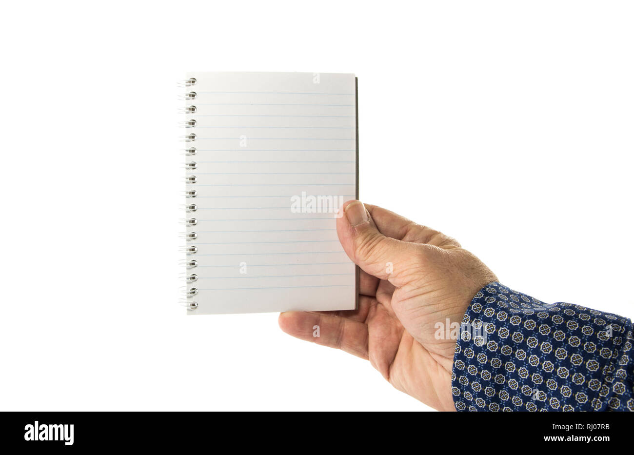 Hand holding blank plain white line block isolated on white background ...