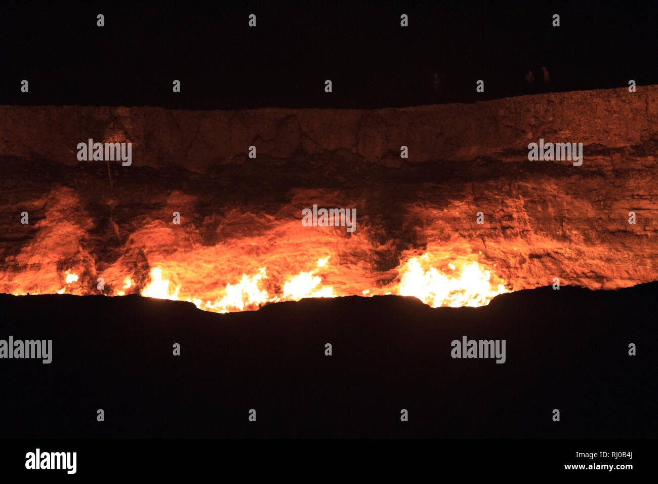 The Darvasa Crater, also known as the Doorway to Hell, the flaming gas ...