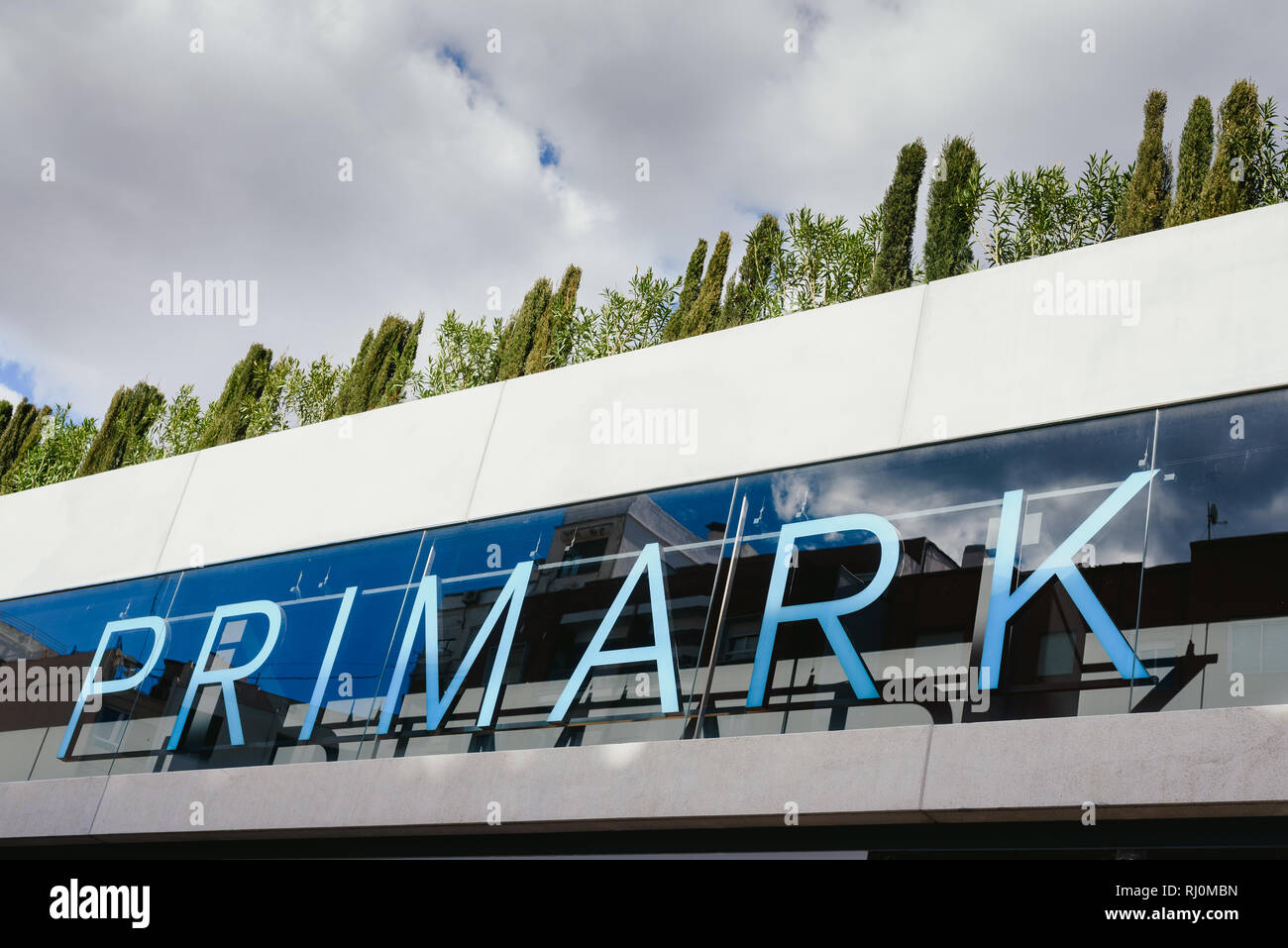 Valencia, Spain - February 2, 2019: Facade of the first Primark low ...