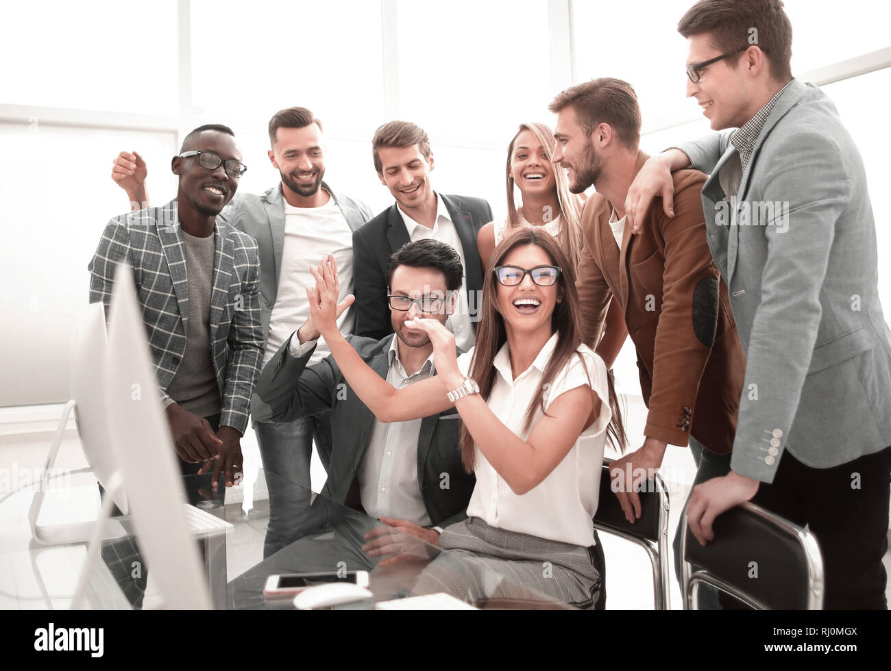 Ambitious business team showing its success Stock Photo - Alamy