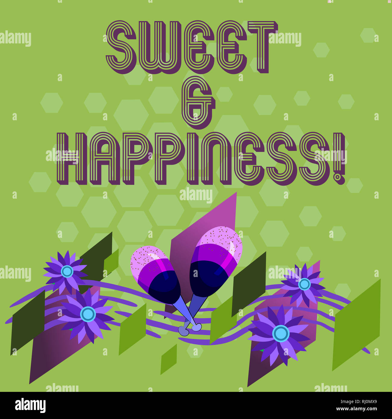Text sign showing Sweet And Happiness. Conceptual photo feeling that ...