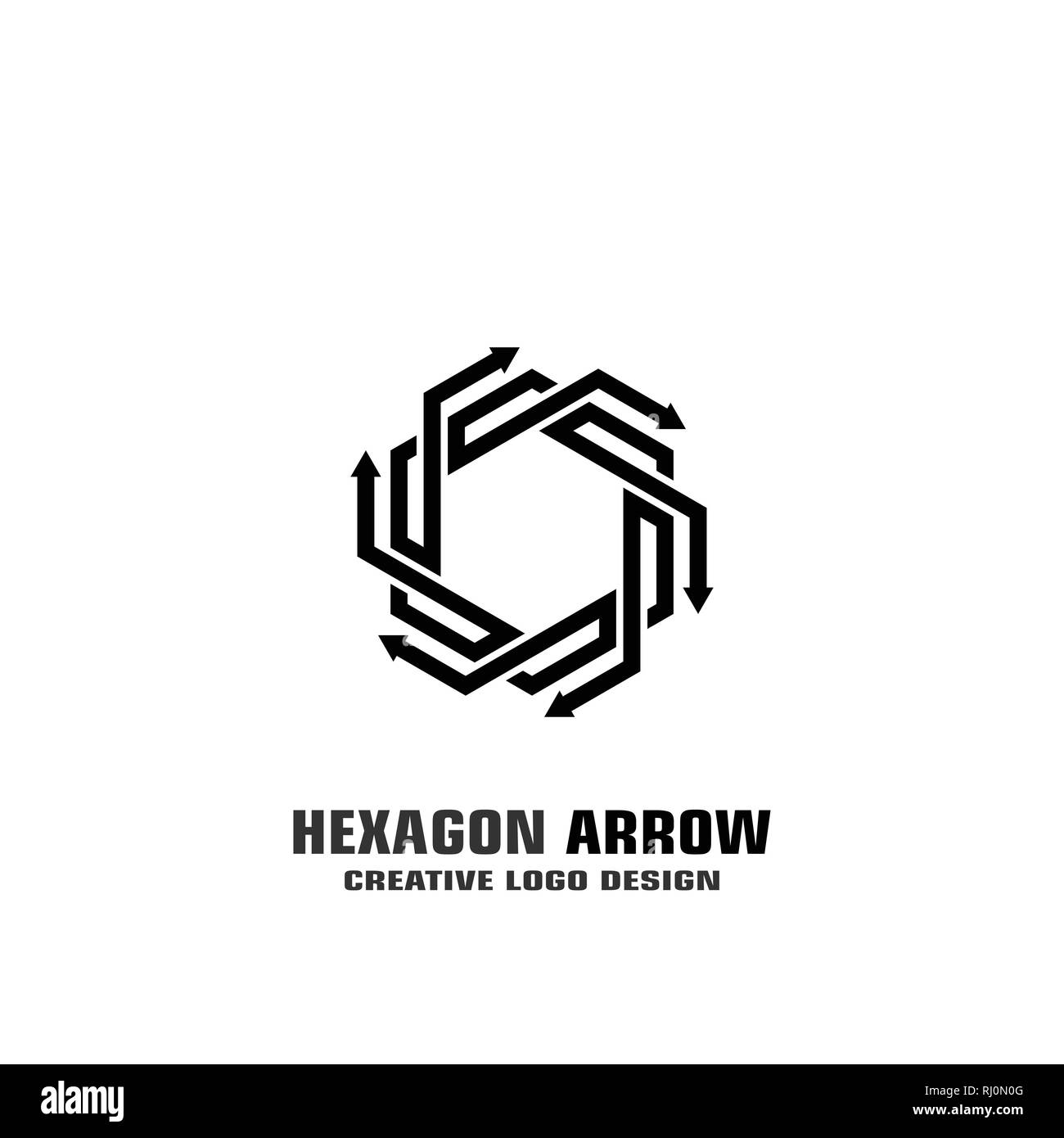 Hexagon arrow logo template. vector icons Stock Vector Image & Art - Alamy