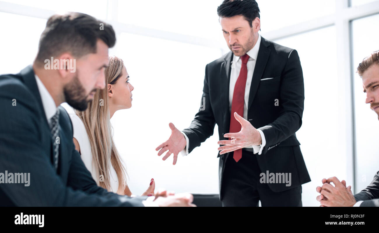 project Manager scolds unprofessional employee Stock Photo - Alamy