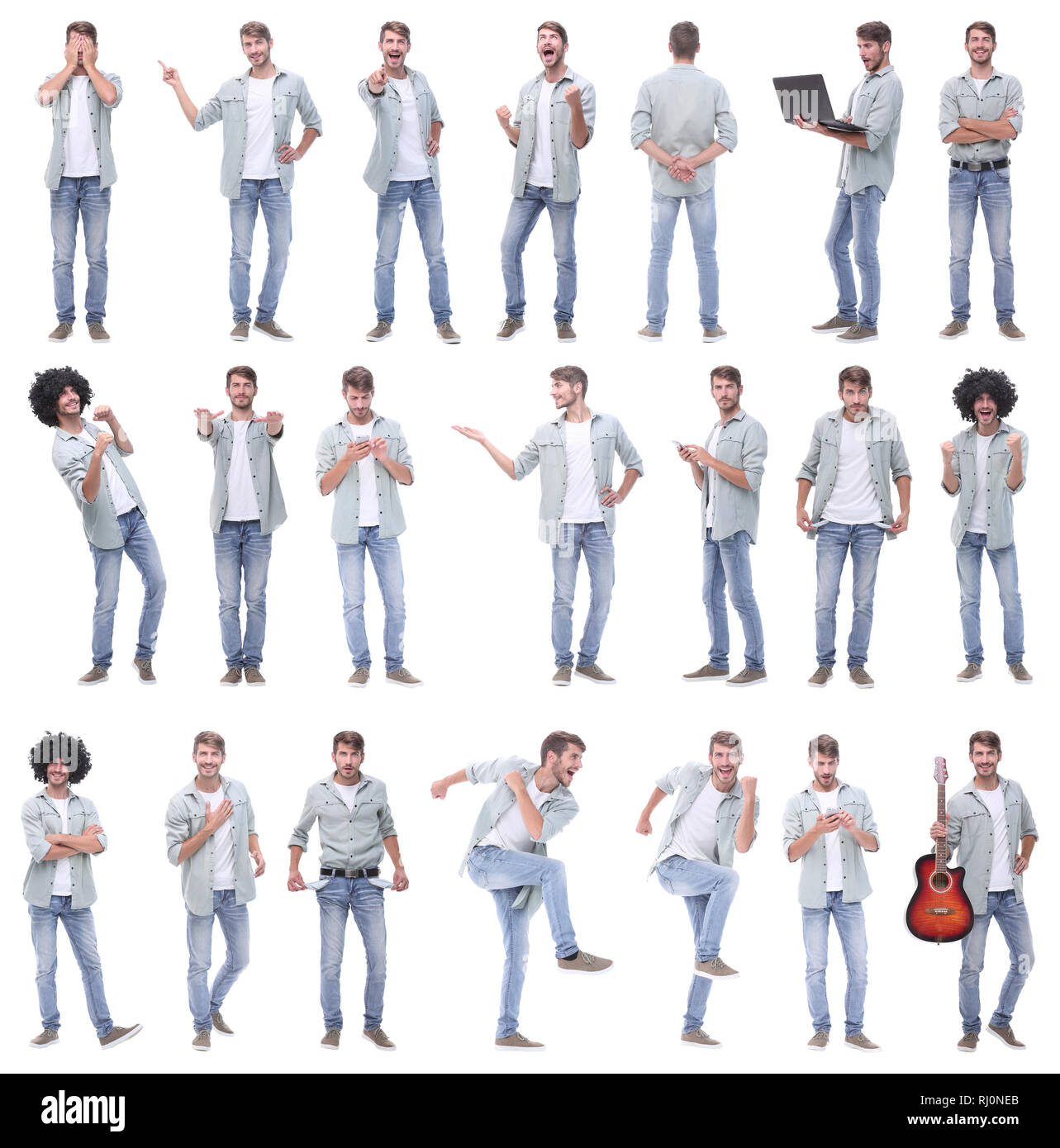 collage of portraits of modern cheerful guy Stock Photo - Alamy