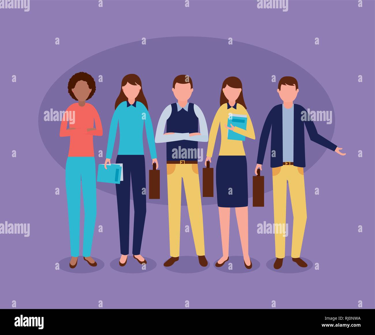 Group diverse colleagues working together Stock Vector Images - Alamy