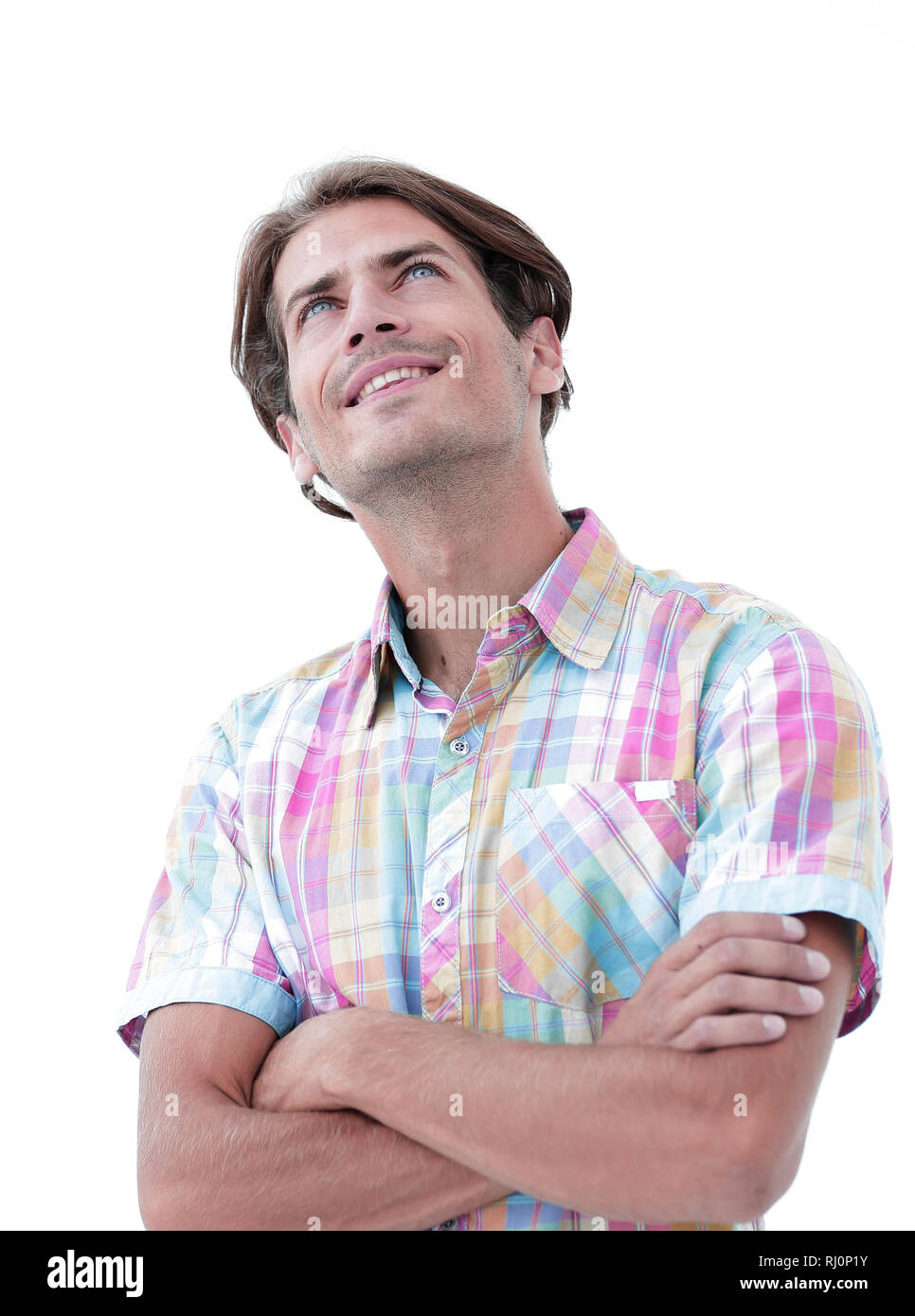 closeup. the modern man looks up Stock Photo - Alamy