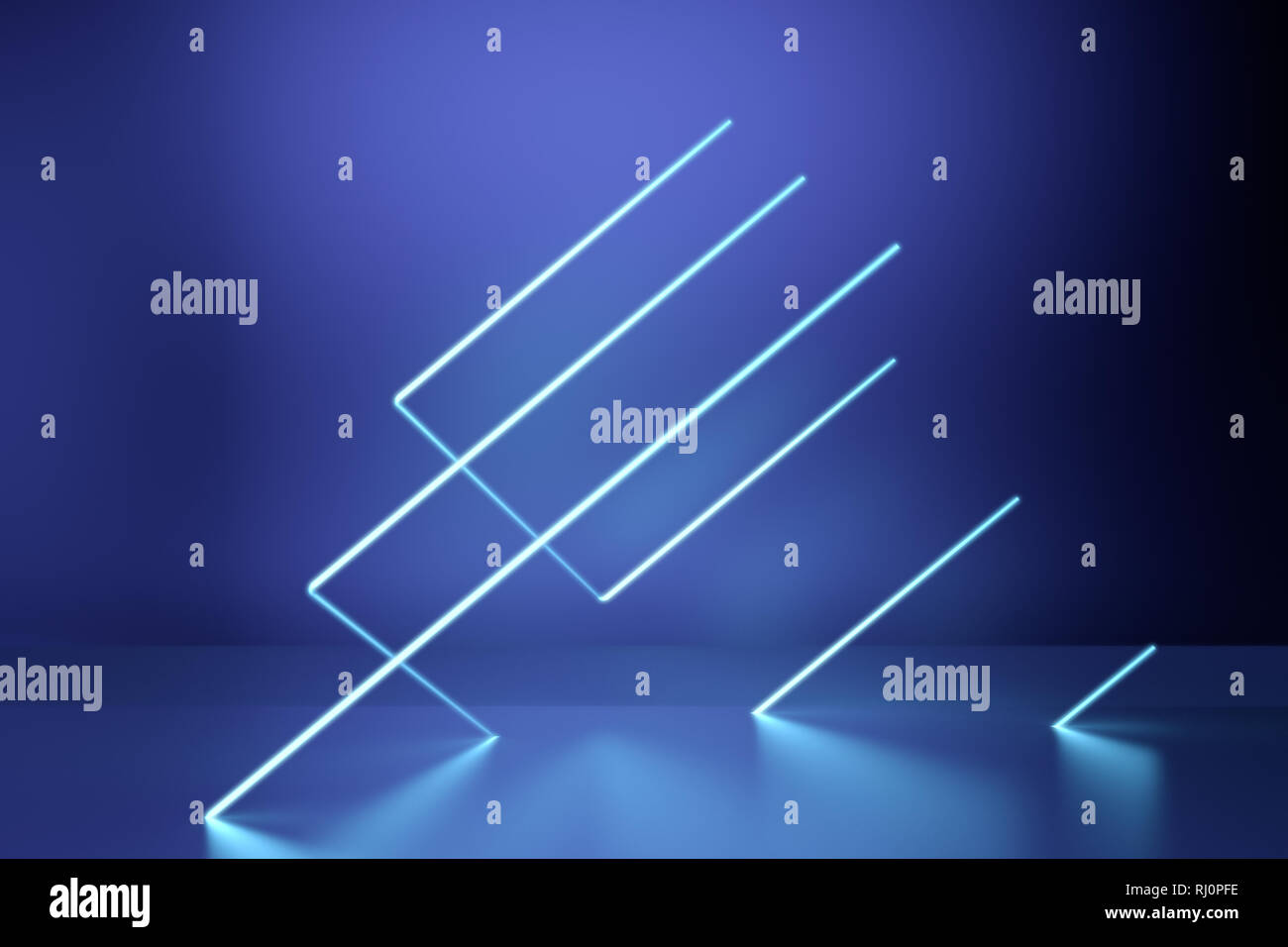 Glowing lines, neon lights, virtual reality, abstract background ...