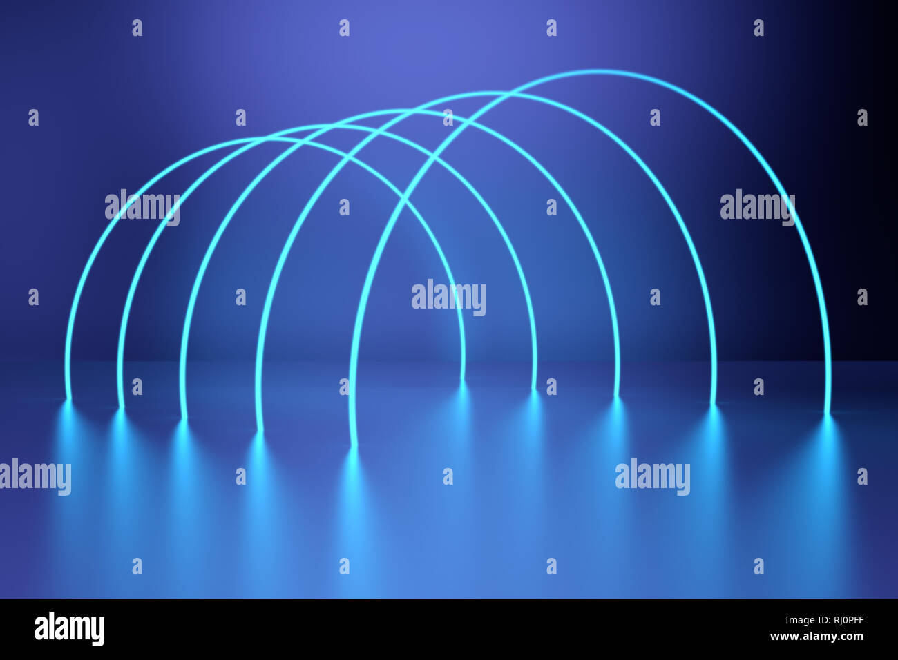 Glowing lines, neon lights, virtual reality, abstract background ...