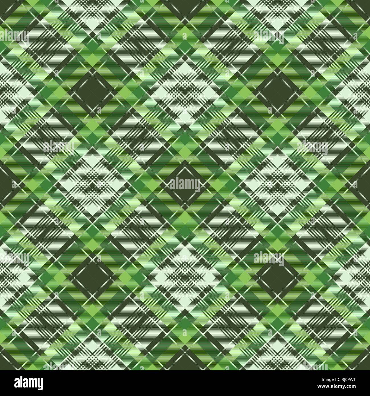 Green irish check fabric plaid seamless fabric texture. Vector ...