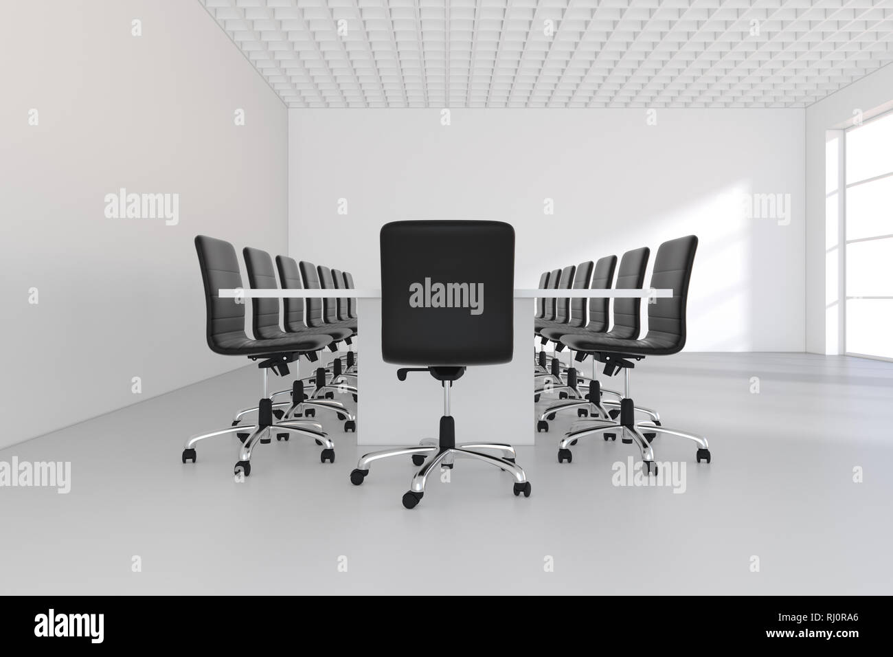 Conference room. Modern office with windows. 3D Rendering Stock Photo ...