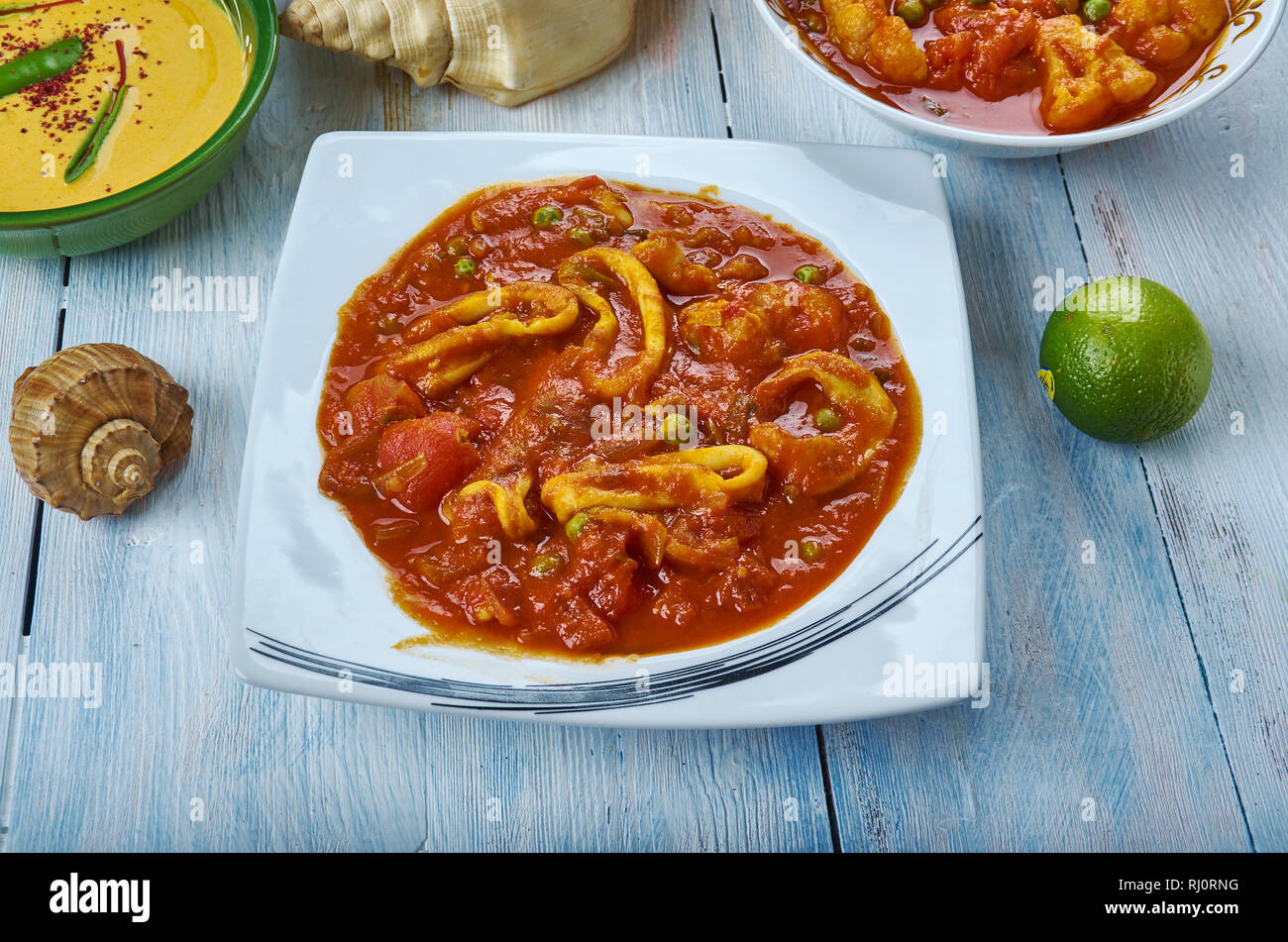 Koonthal Kulambu, Squid in Roasted coconut gravy is cooked , Kerala ...