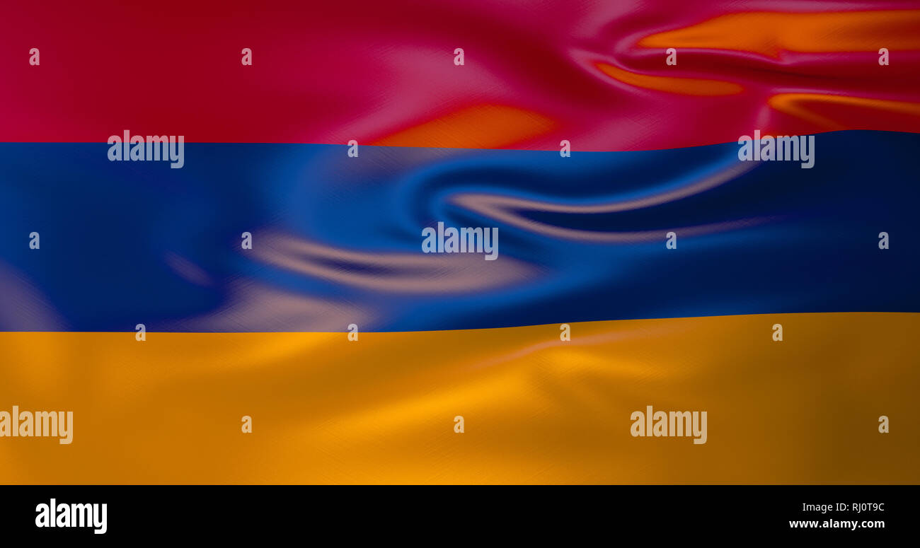 Armenia flag in the wind. 3d illustration. Yerevan Stock Photo - Alamy