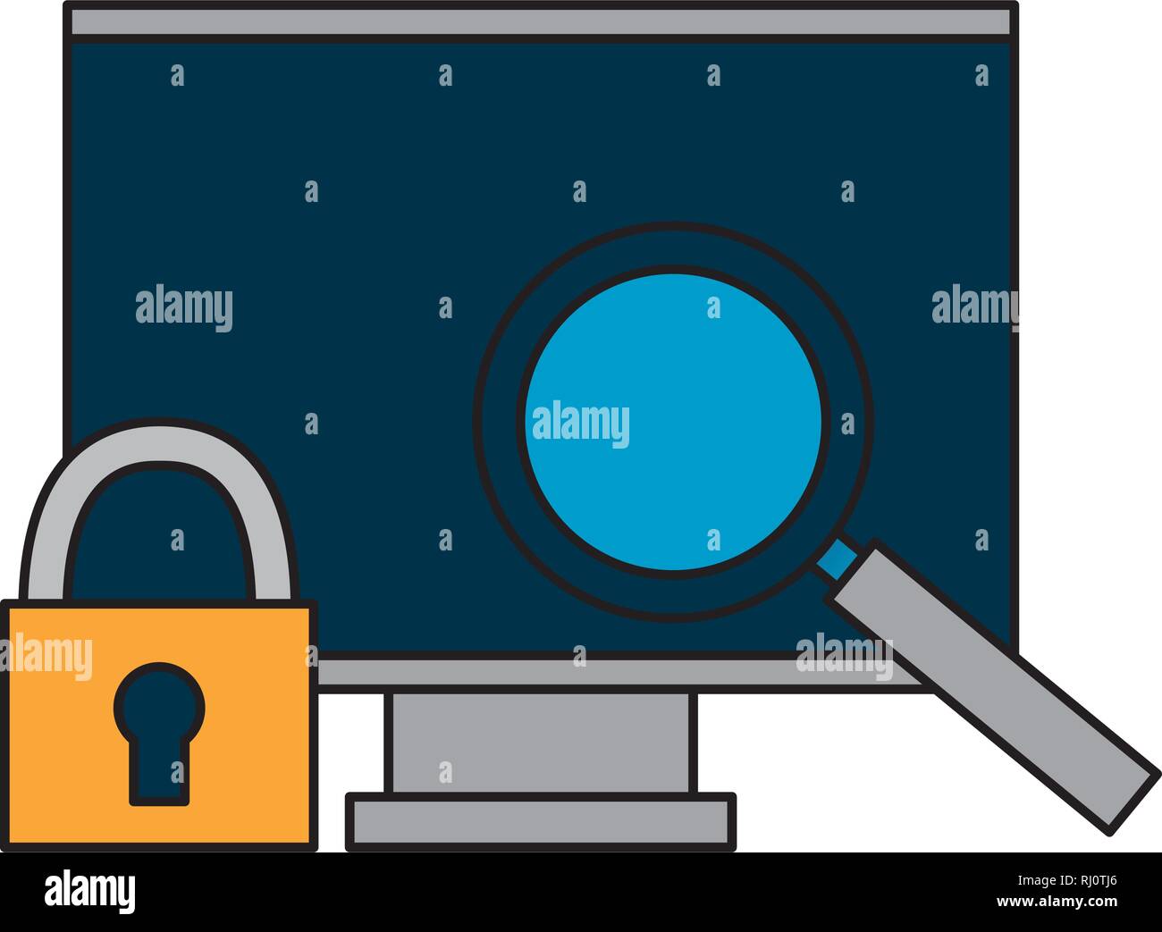 computer monitor magnifying glass security Stock Vector Image & Art - Alamy