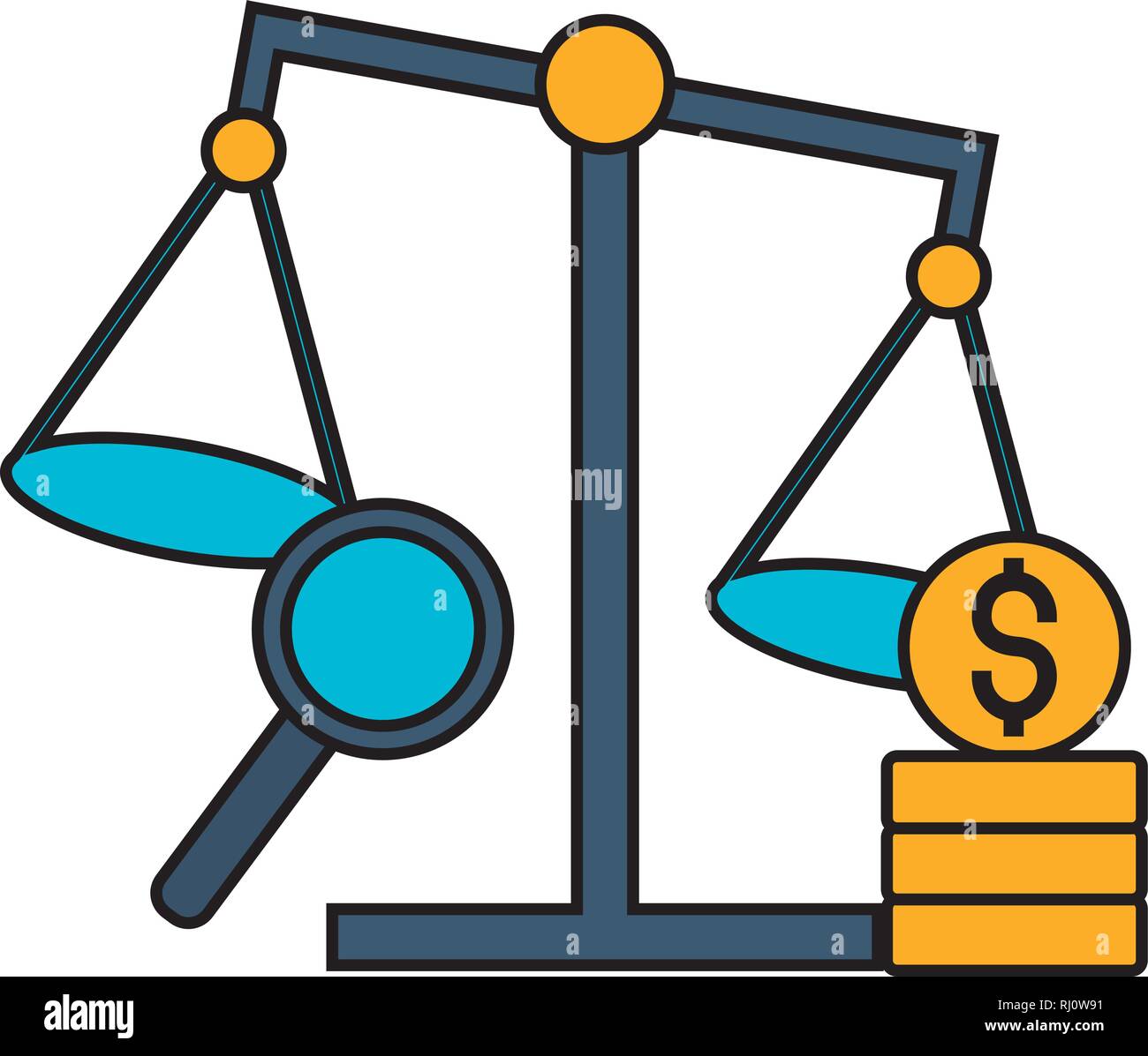 stock market scale money magnifying glass Stock Vector Image & Art - Alamy