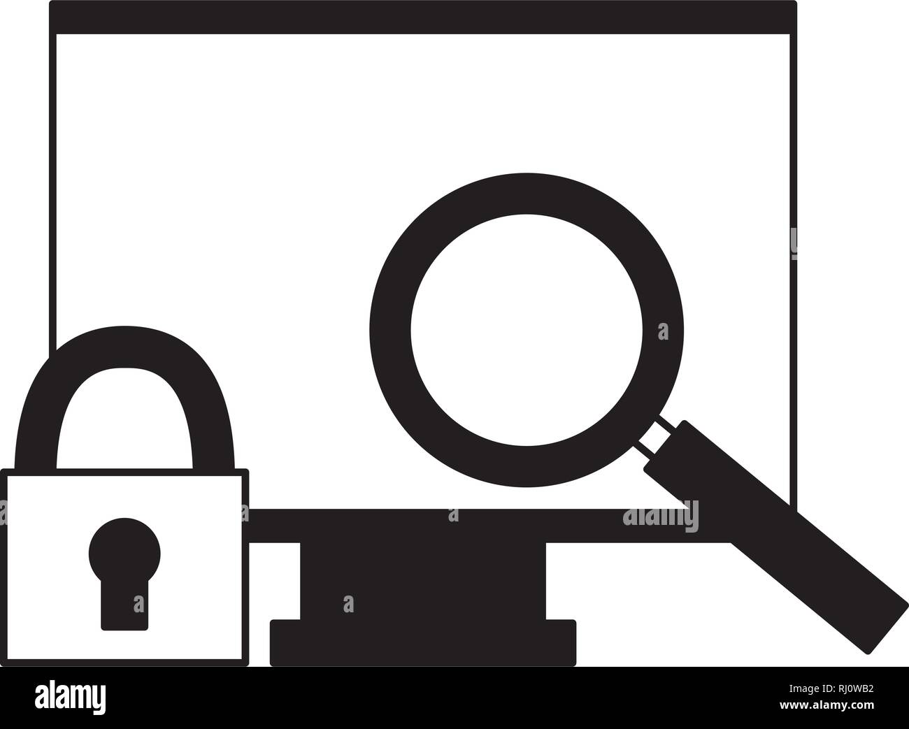 computer monitor magnifying glass security Stock Vector Image & Art - Alamy
