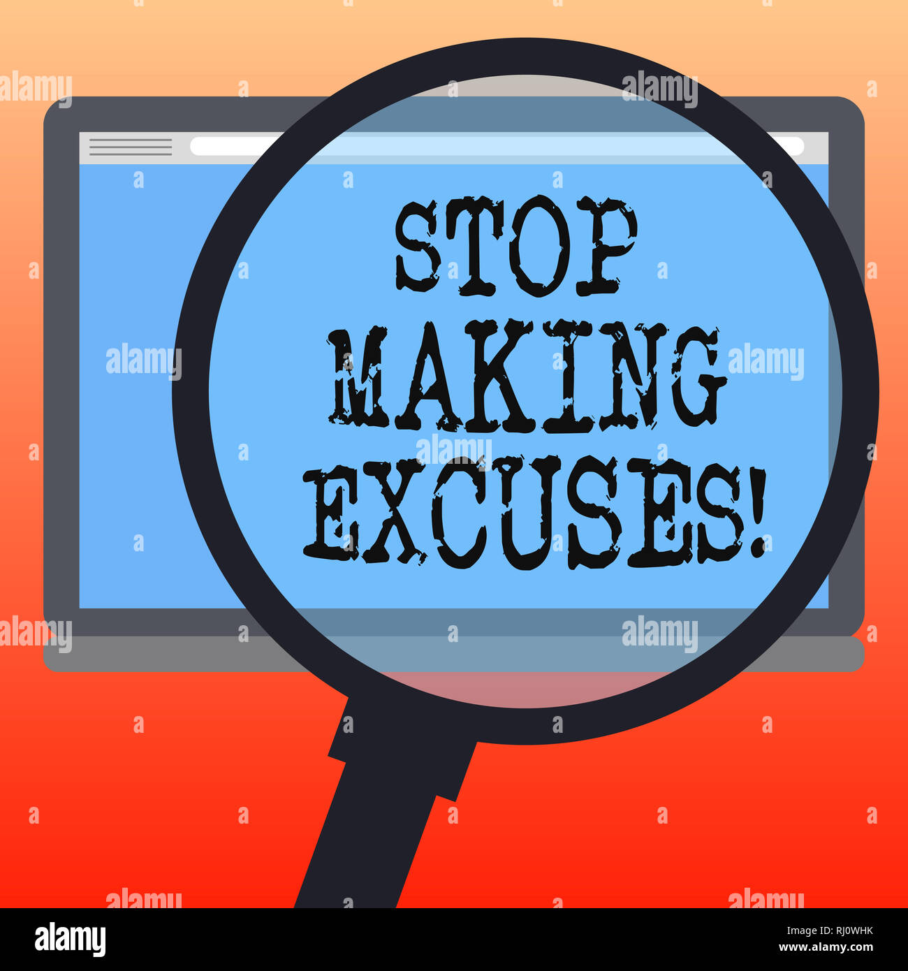 Handwriting text writing Stop Making Excuses. Concept meaning do not ...